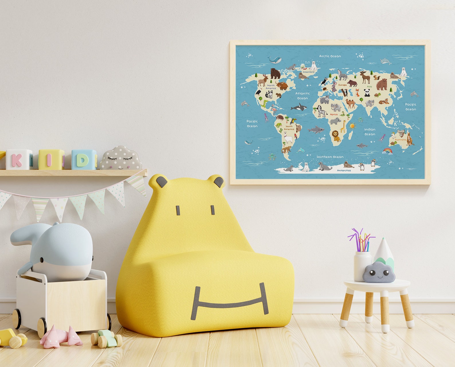 Animal World Map Poster - Safari Animals Educational Poster - Classroom ...