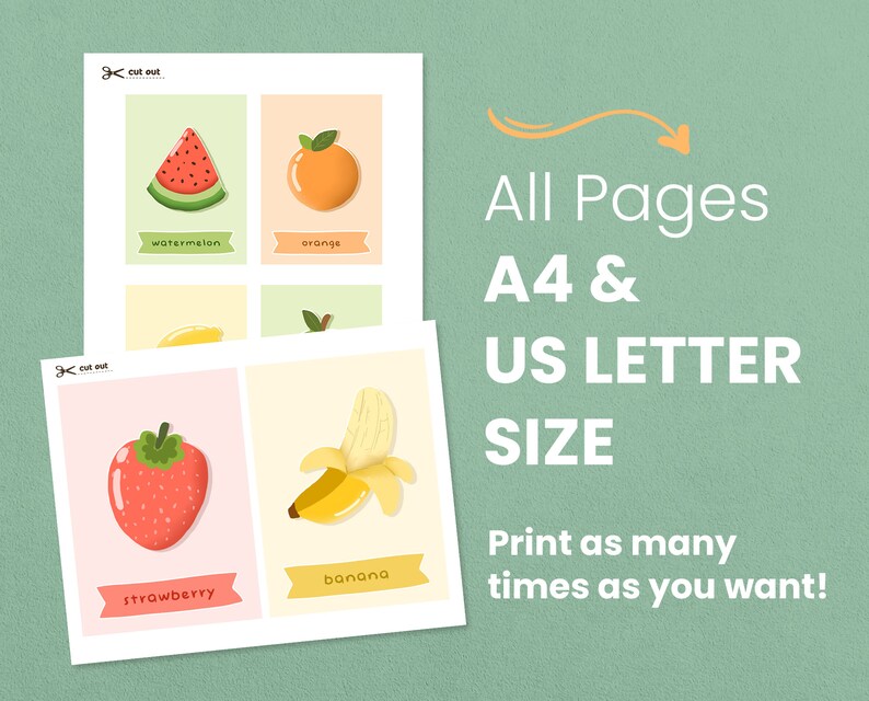 Fruits and Vegetables Flash Cards - Learning Flash Cards - Montessori ...