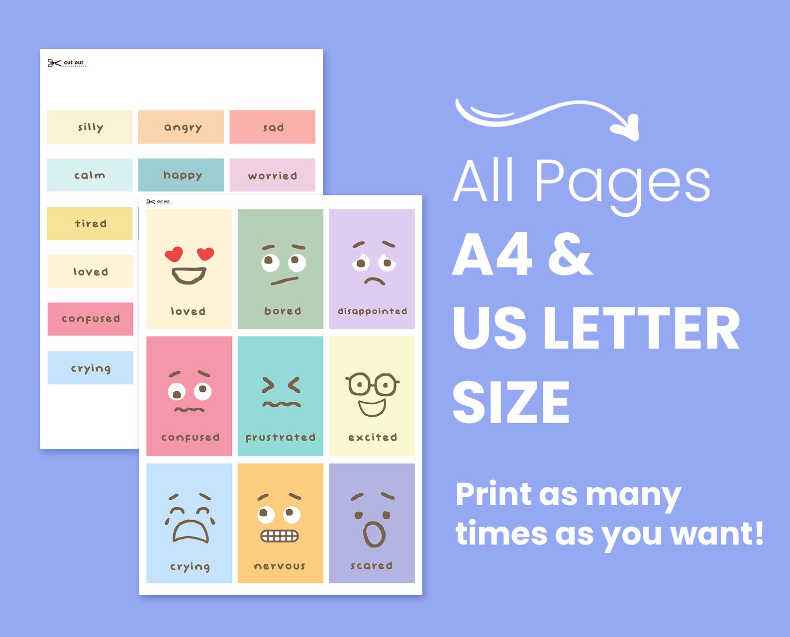 Emotions Flashcards for Kids - Toddlers Felling Children Flashcards ...