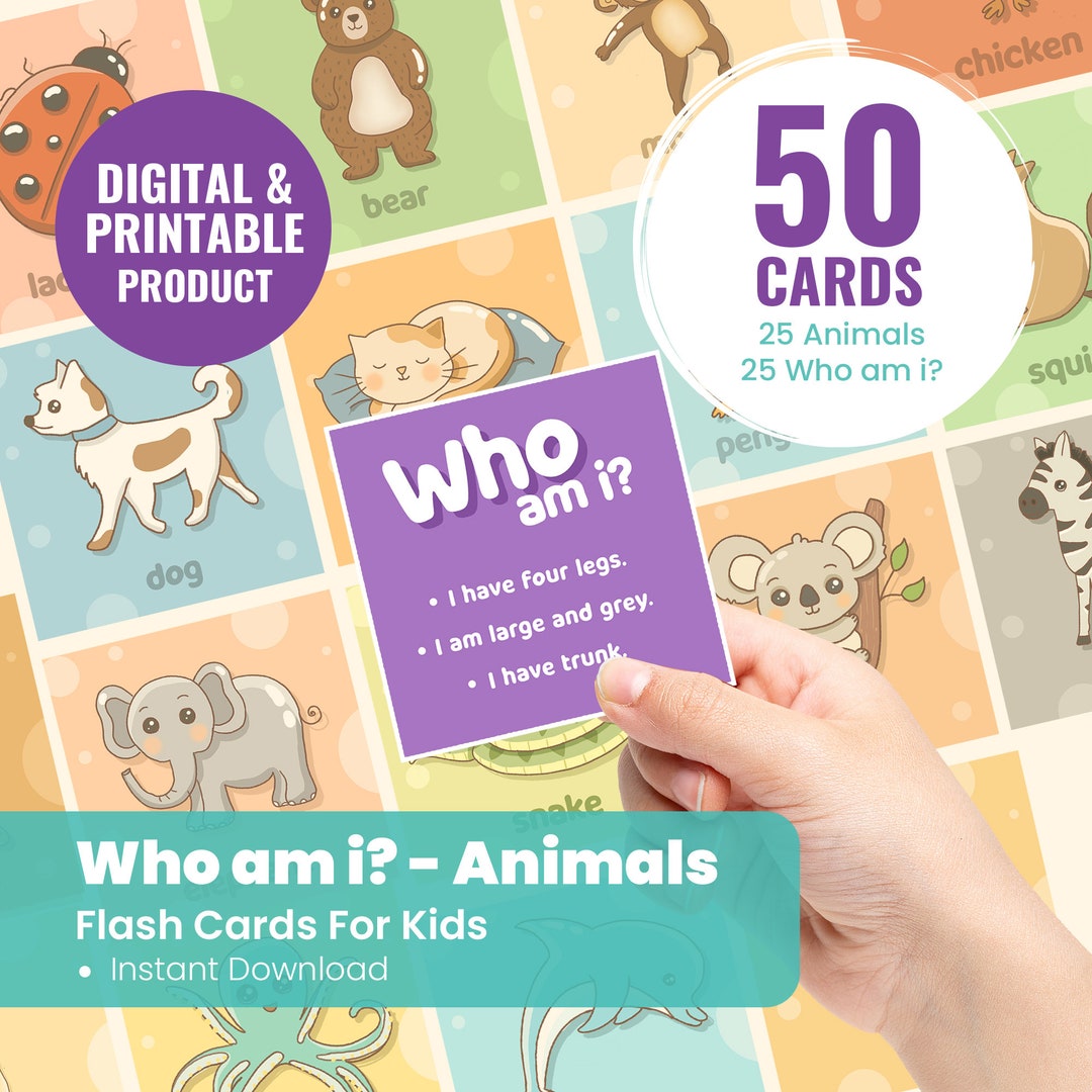 Learn and Play - Printable Animal Flash Cards - What Am I Animals ...