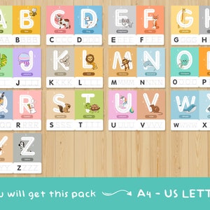 Educational Tracing Alphabet Worksheet for Kids - Animal Theme ...