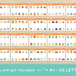 40 Pages Matching Activity Game Bundle - Sorting Matching Game ...