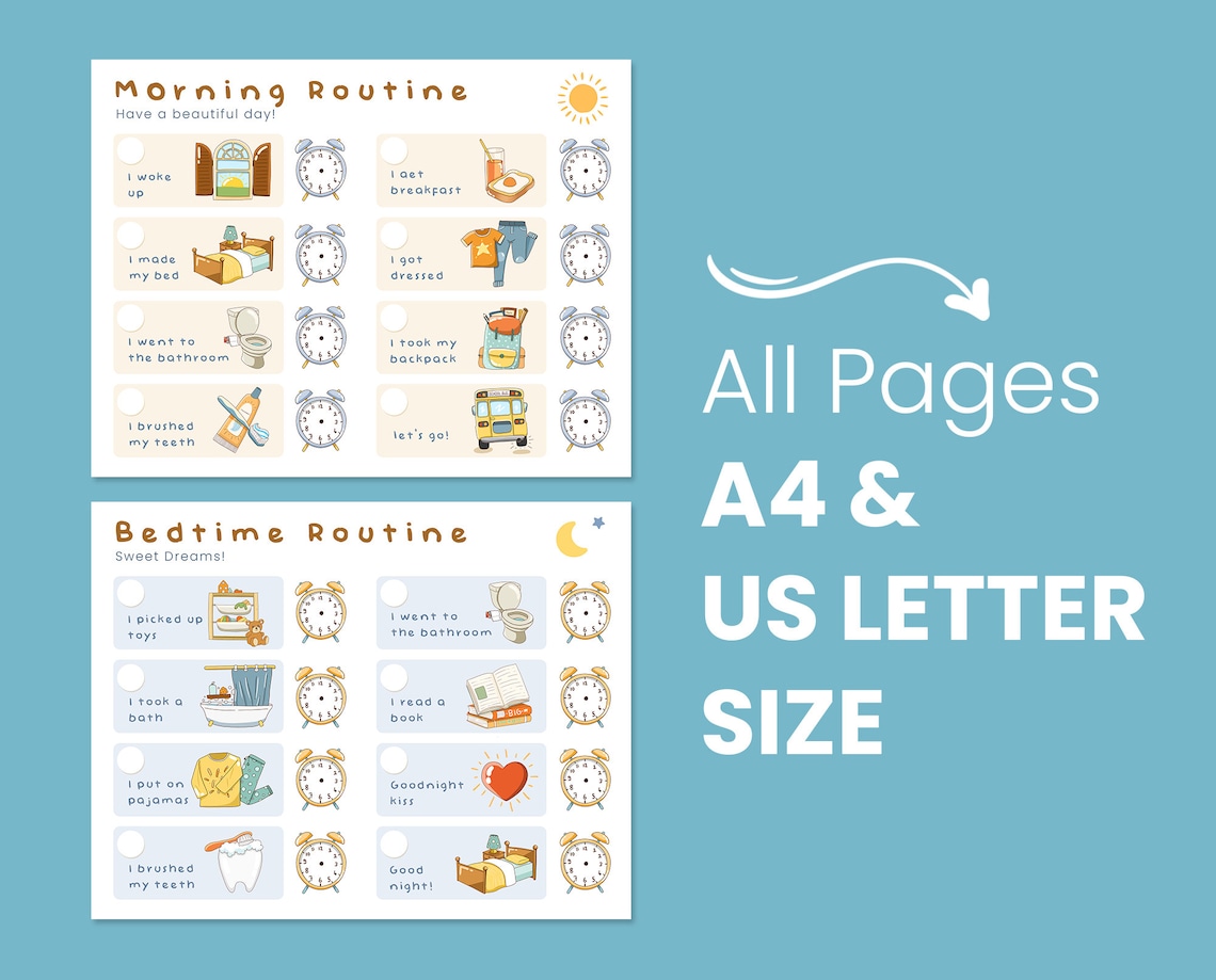 Daily Chore Chart - Kids Daily Routine Chart - Colorful and Printable ...