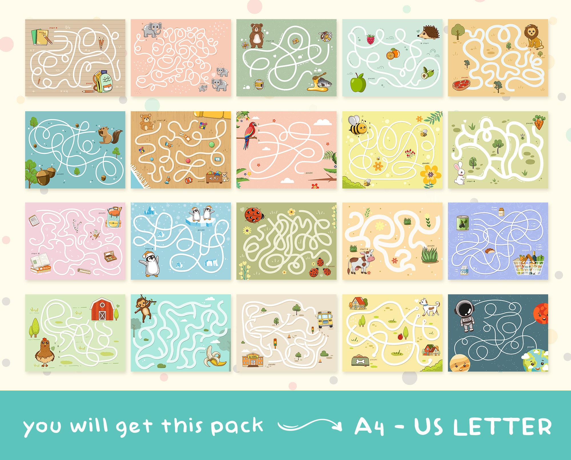 Maze Activity Book Printable Busy Book for Toddlers Maze Games Maze ...