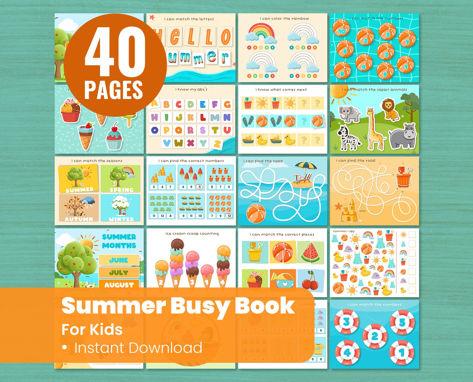 Summer Busy Book - Printable Preschool Activity Book - Toddler Learning ...