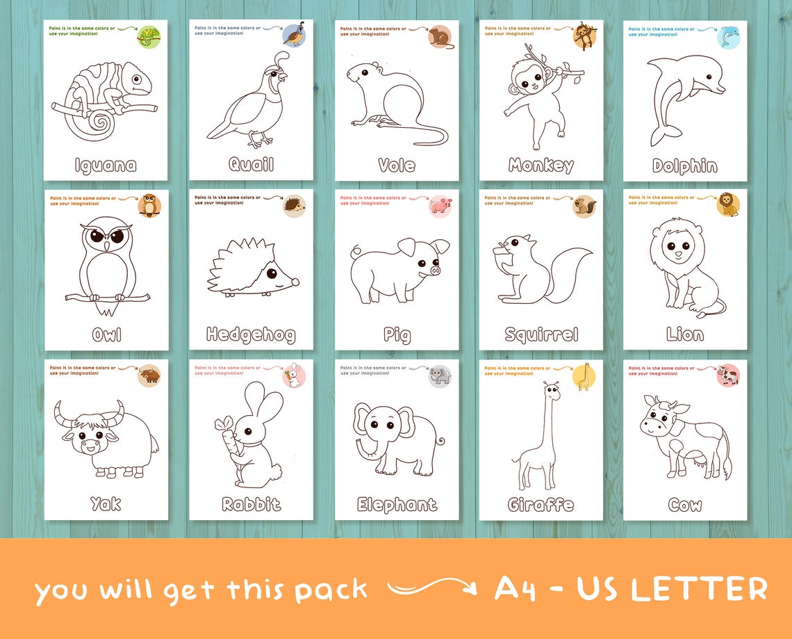 30 Animals Coloring Pages for Kids - Coloring Book - Safari Animal ...
