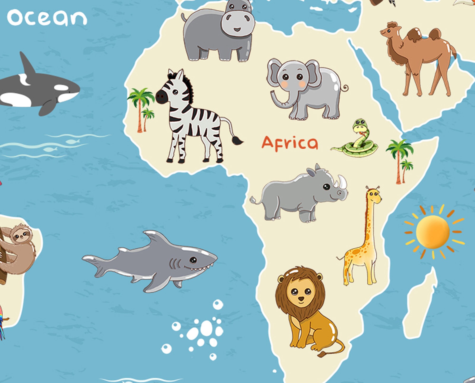 Animal World Map Poster - Safari Animals Educational Poster - Classroom ...