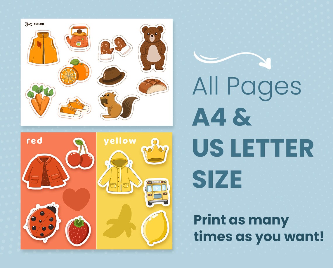 Color Sorting Matching Game Toddler Busy Book Page Quiet Book Page ...