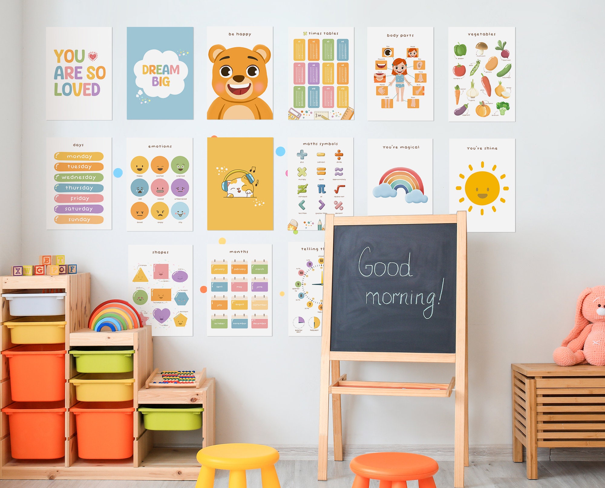40 Educational Posters Set Classroom Decor Bundle Montessori Classroom ...
