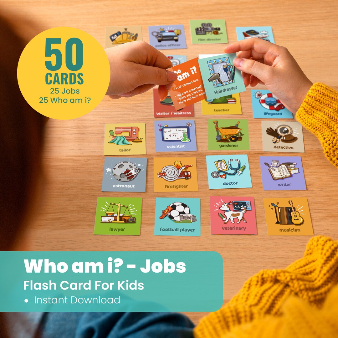 Learn And Play Printable Jobs Flash Card Games Preschool Kids Activity