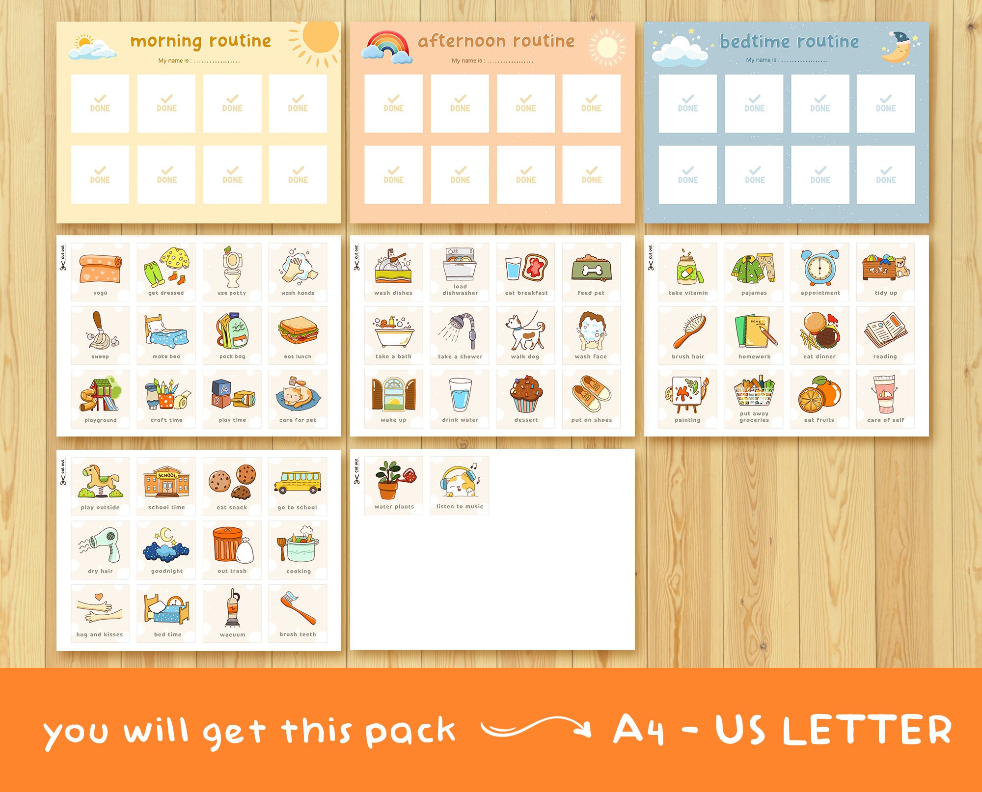 Chore Chart for Kids - Daily Routine Cards - Homeschool Montessori ...