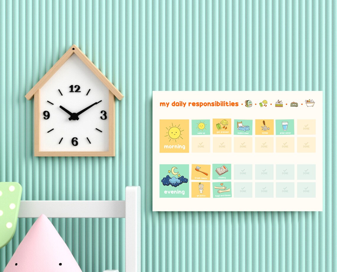 Daily Routine Printable Kids Chore Chart - Daily Routine - Printable ...