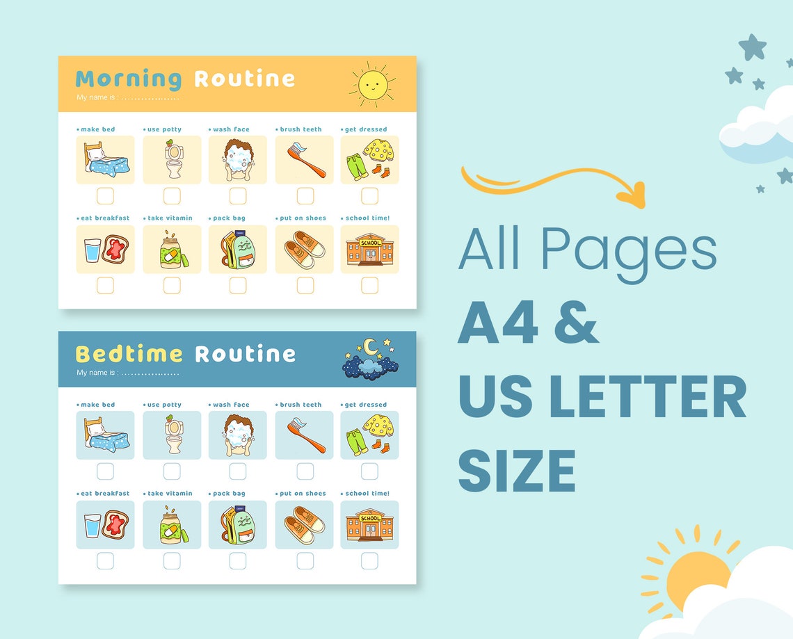 Printable Kids Daily Chore Chart Homeschool Montessori Colorful and ...