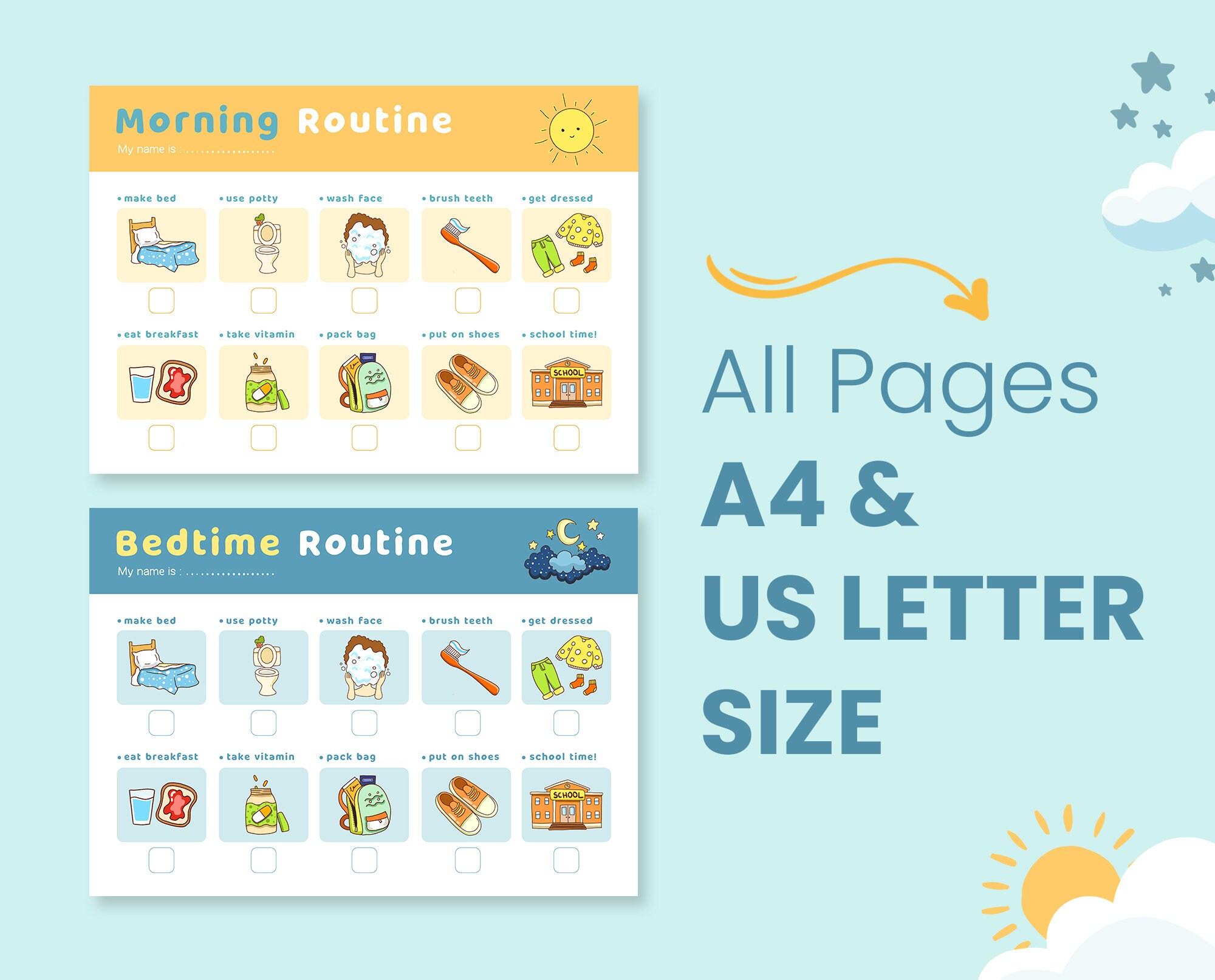 Printable Kids Daily Chore Chart - Homeschool Montessori - Colorful and ...