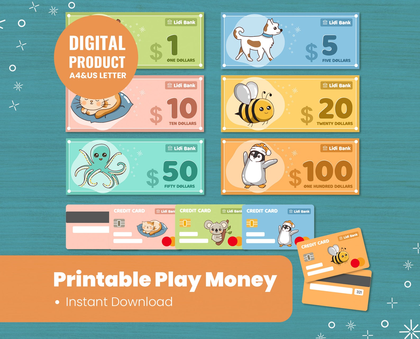 Printable Play Money for Kids Pretend Play Money Dramatic Play ...