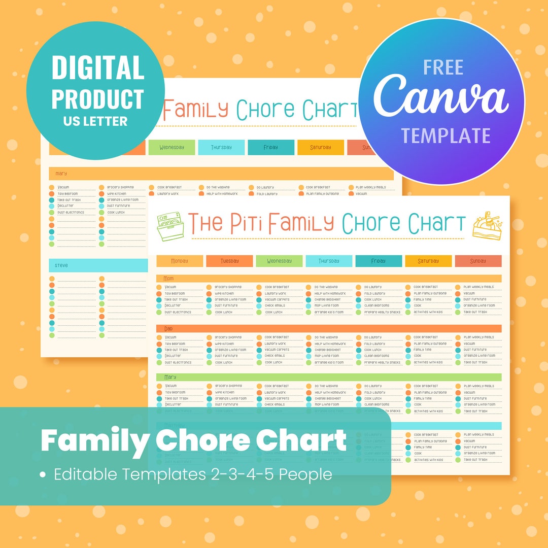 Family Daily Chore Chart - Responsibility Chart - Family Planner ...