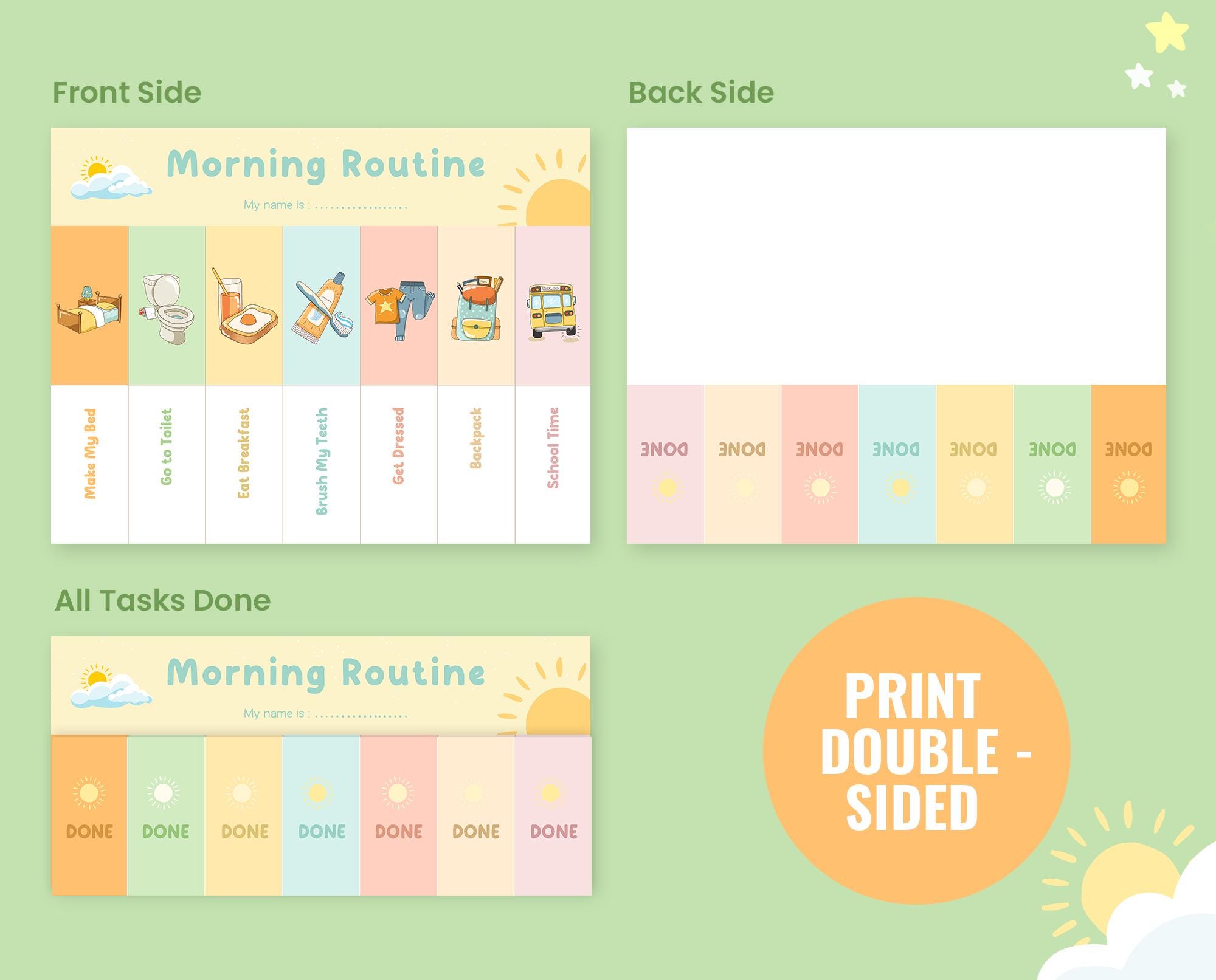 Kids Routine Chart Editable & Printable - Chore Chart - Daily Kids ...