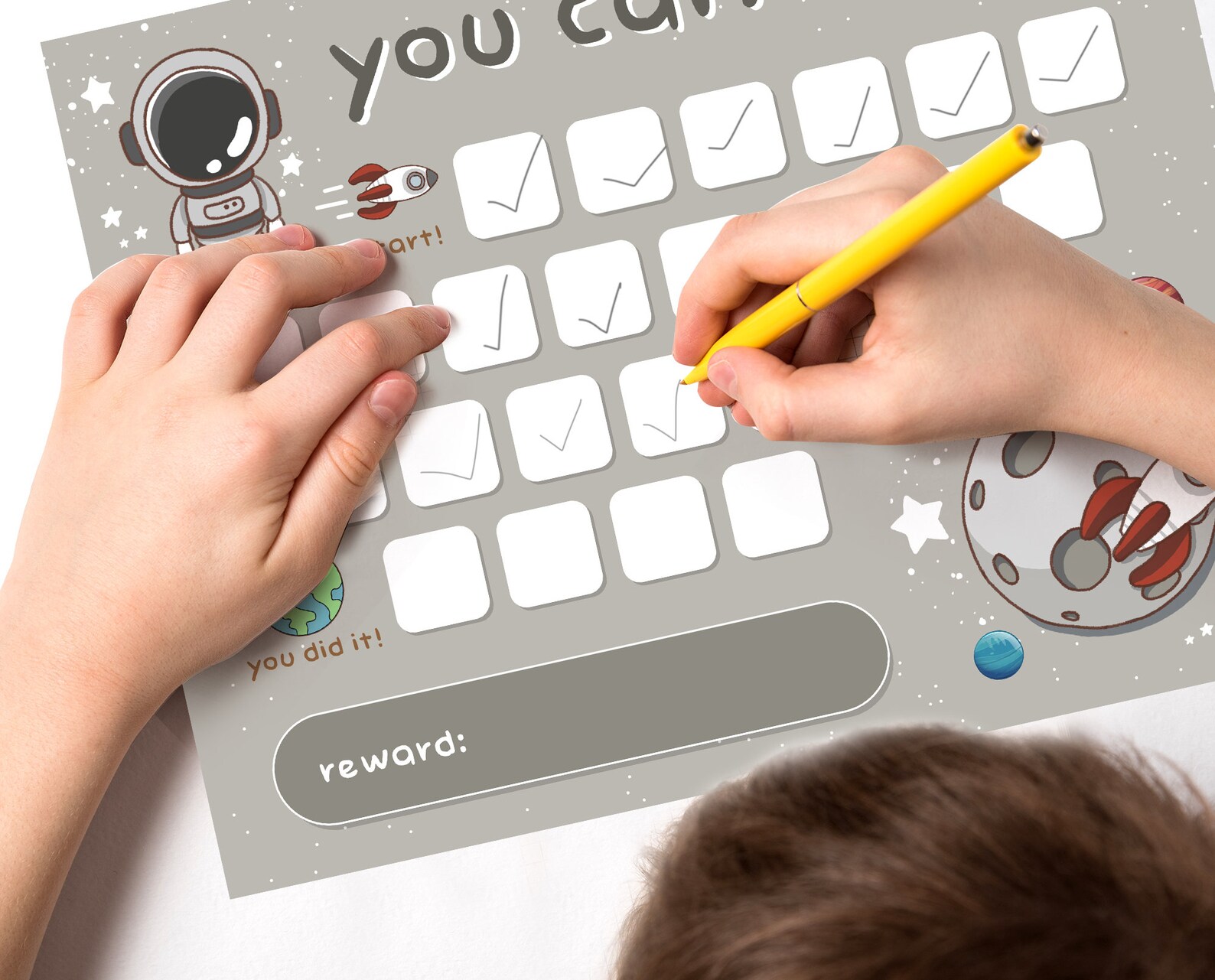 Reward Chart Space Themed Kids Behavior Tracker Chore Chart Toddler ...