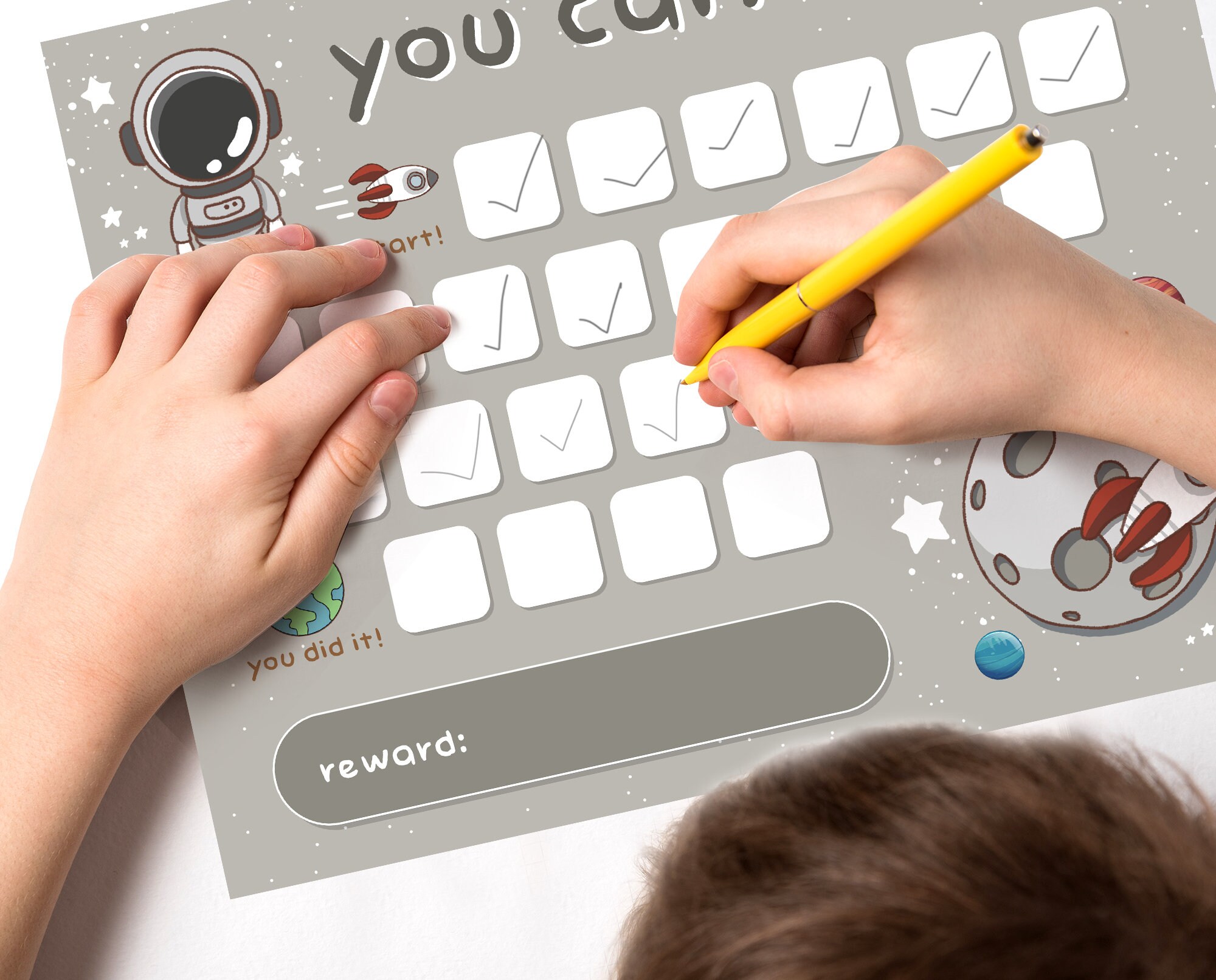 Reward Chart Space Themed Kids Behavior Tracker Chore Chart Toddler ...