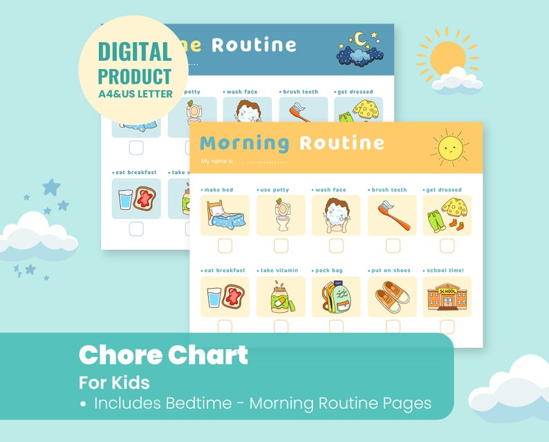 Printable Kids Daily Chore Chart - Homeschool Montessori - Colorful and ...