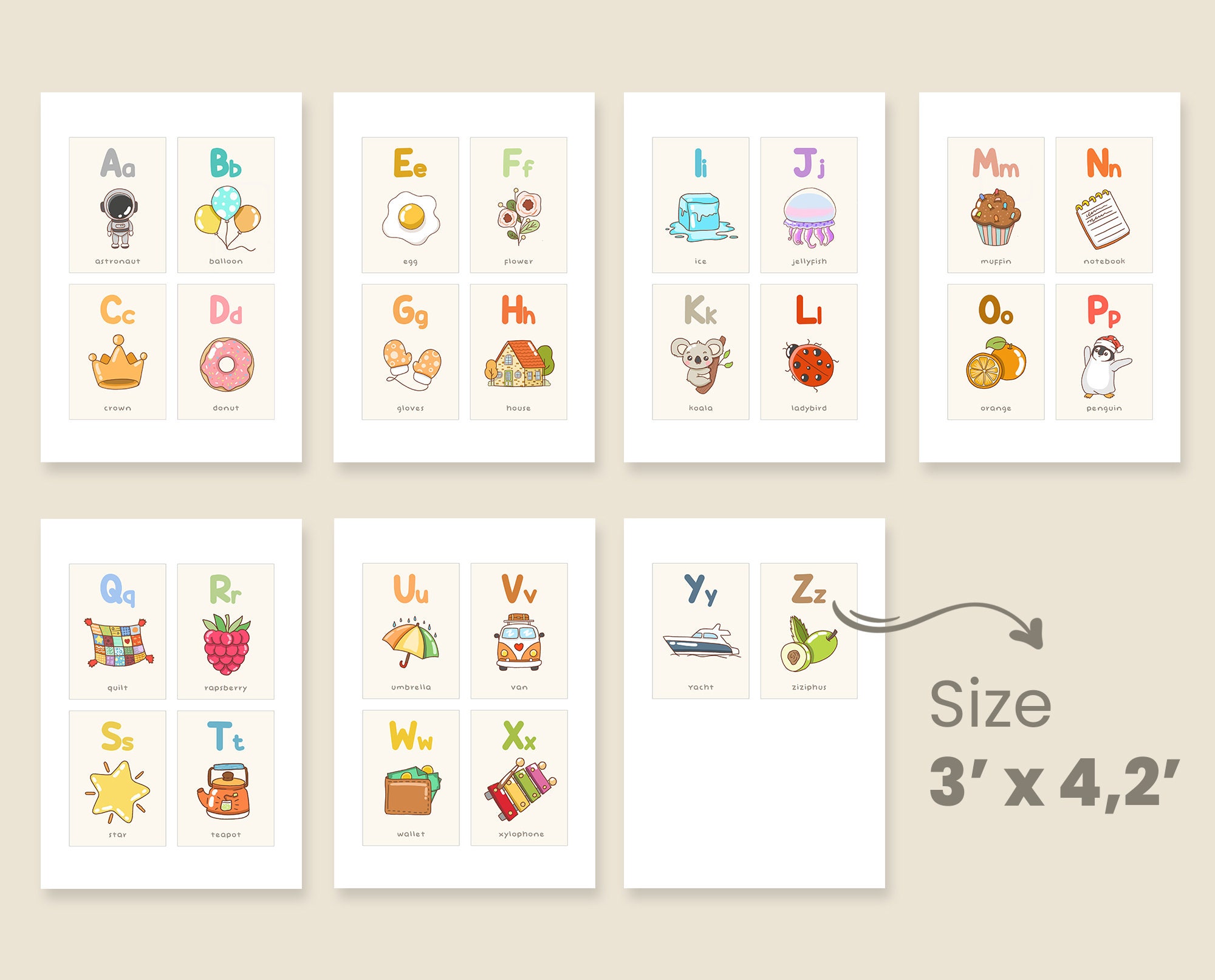 Printable Alphabet Flash Cards Classroom Decor Nursery Decor ...