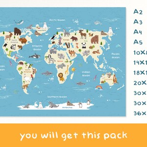 Animal World Map Poster - Safari Animals Educational Poster - Classroom ...