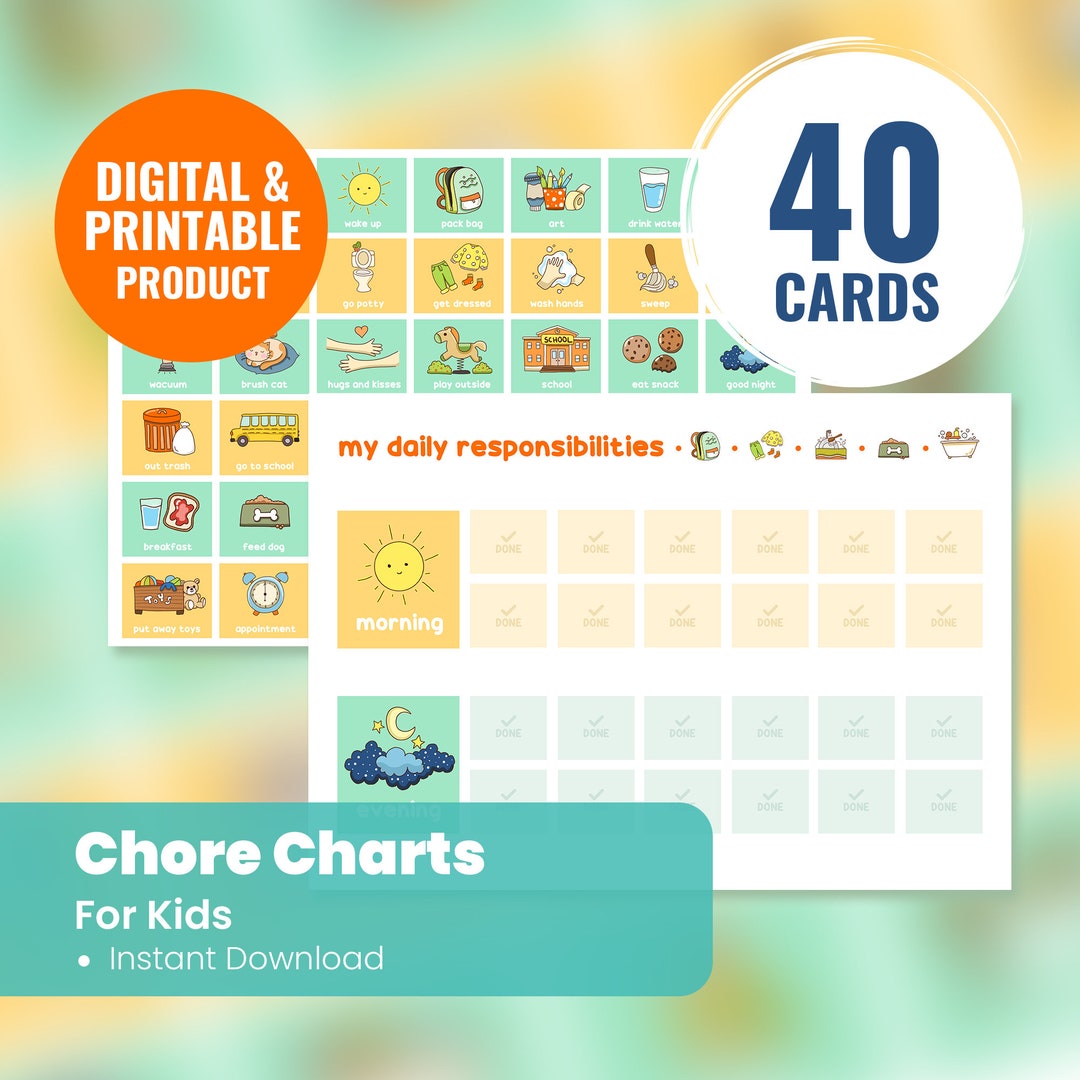 Daily Routine Printable Kids Chore Chart - Daily Routine - Printable ...