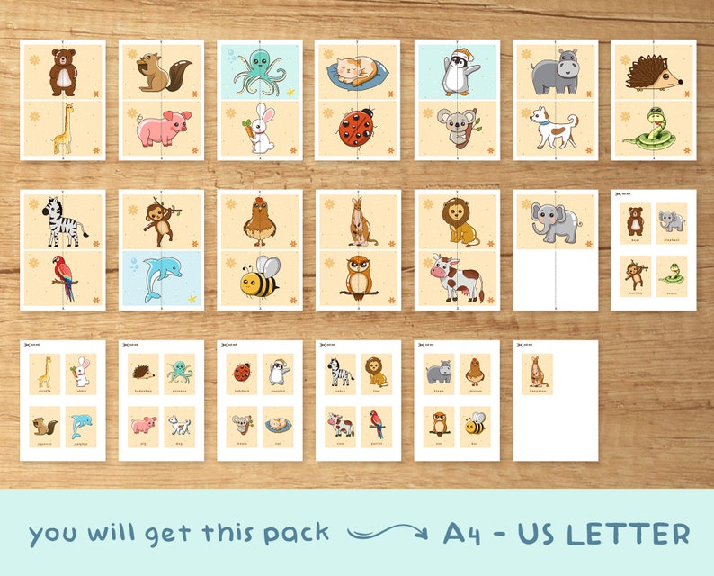 Animals Matching Game - Animals Game - Montessori Materials - Farm ...