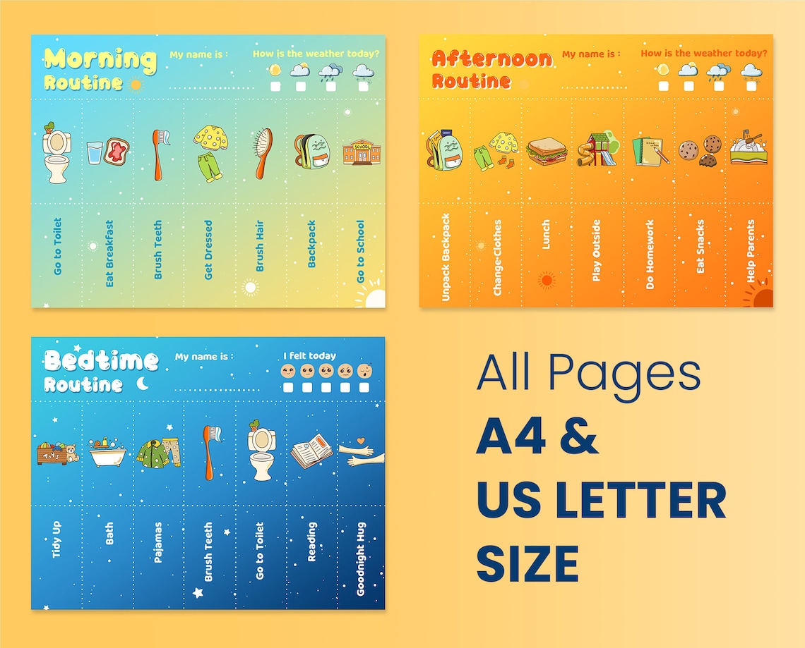 Daily Chore Chart for Kids Printable Daily Routine Chart Toddler ...