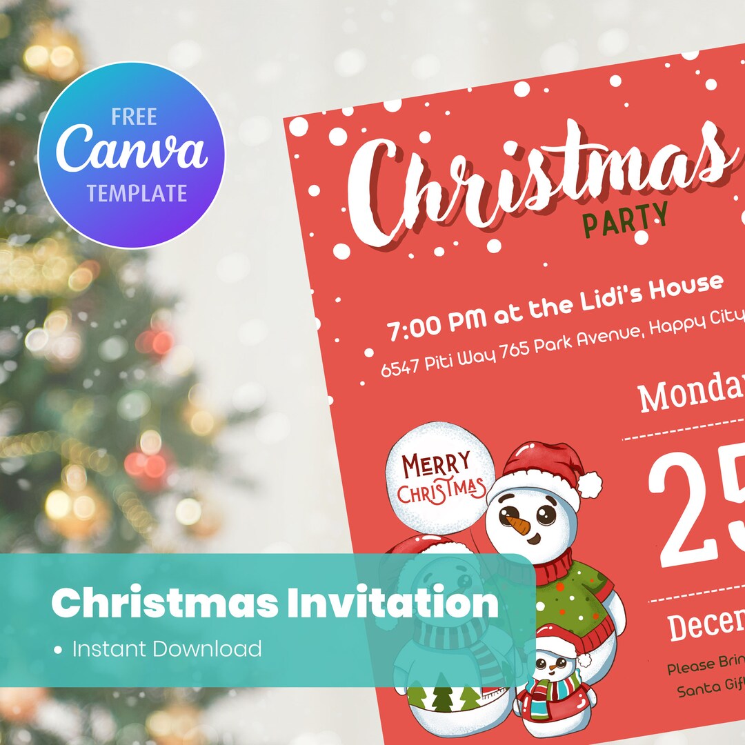 Editable Christmas Party Invitation Template - Digital Download - Kids ...