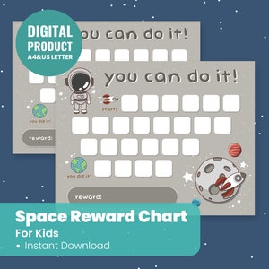 Reward Chart - Space Themed Kids Behavior Tracker - Chore Chart ...
