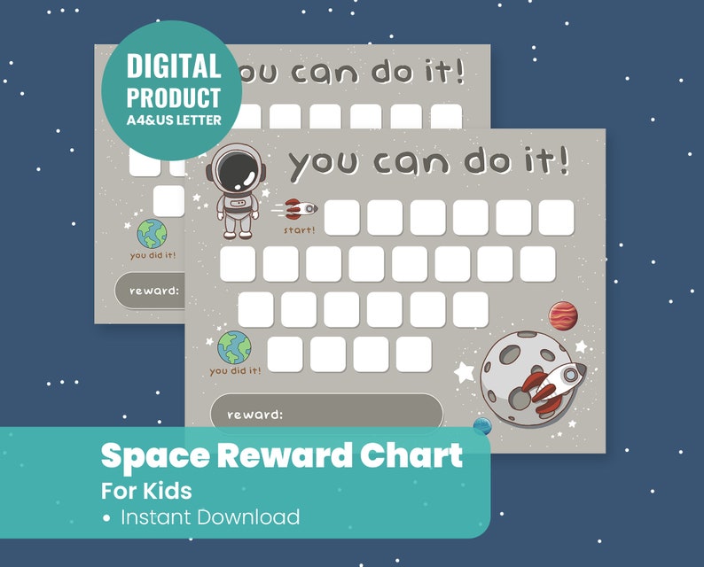 Reward Chart - Space Themed Kids Behavior Tracker - Chore Chart ...