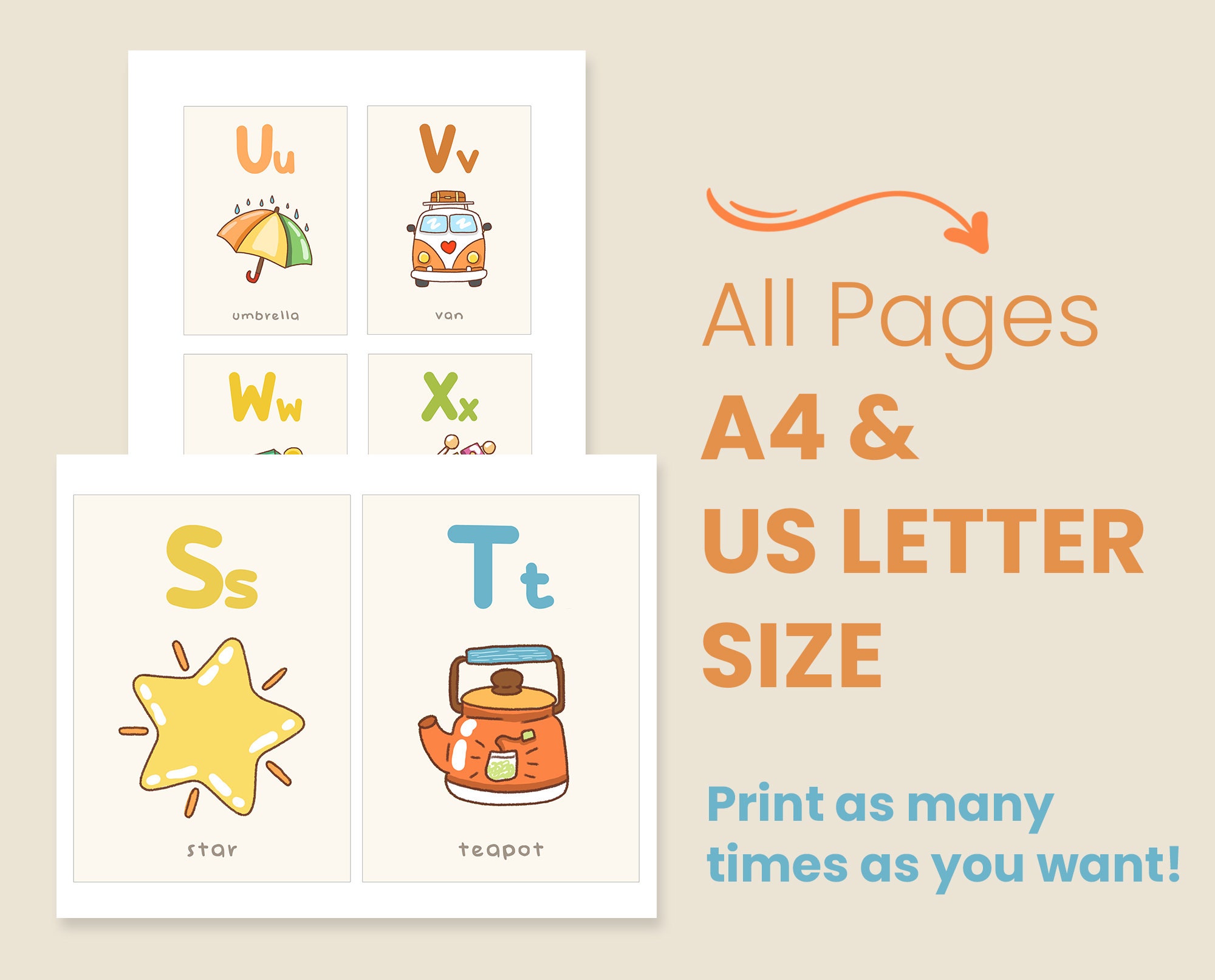 Printable Alphabet Flash Cards - Classroom Decor - Nursery Decor ...