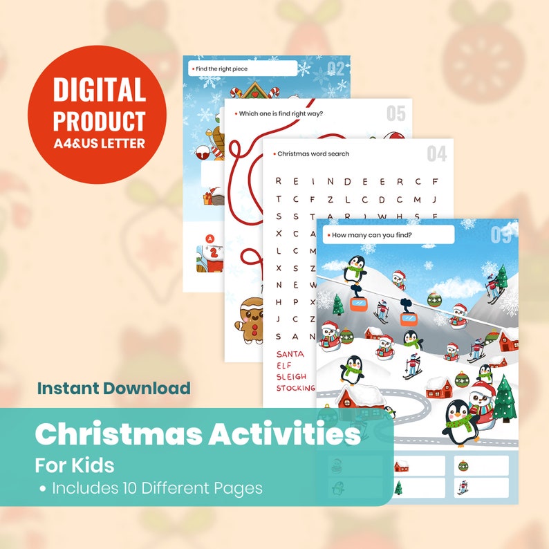 Printable Christmas Activity Pages for Kids – Christmas Games - Party ...