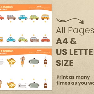 40 Pages Matching Activity Game Bundle - Sorting Matching Game ...