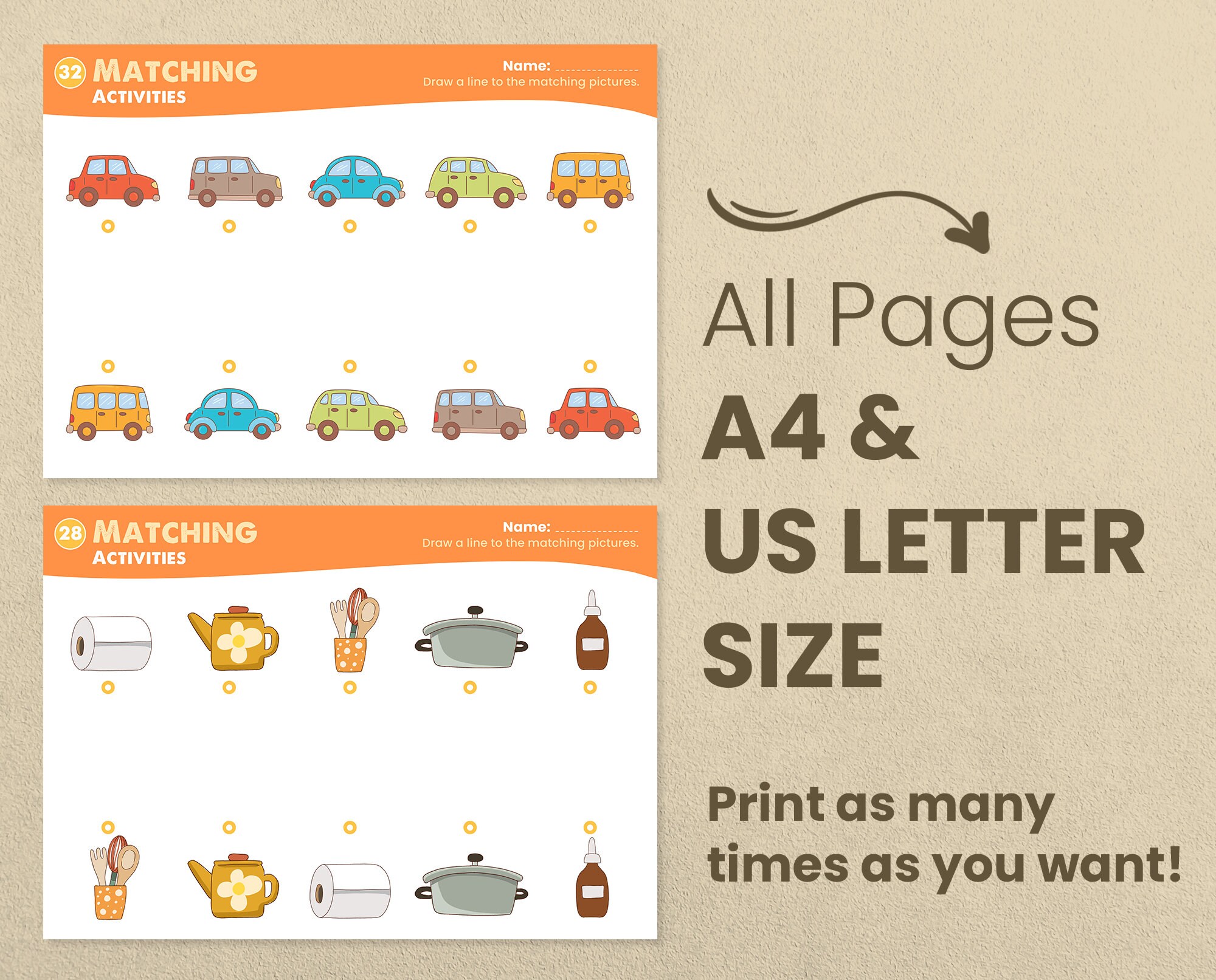 40 Pages Matching Activity Game Bundle - Sorting Matching Game ...