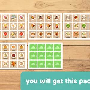 Printable Food Memory Game - Custom Playing Cards - Food Flash Cards ...