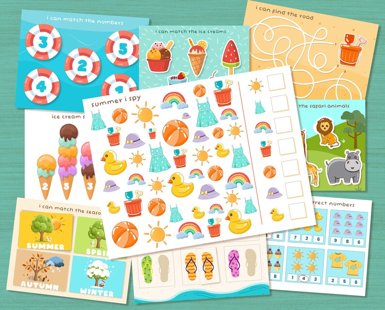 Summer Busy Book - Printable Preschool Activity Book - Toddler Learning ...