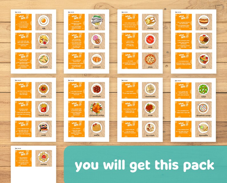 Learn and Play Printable Food Flash Cards Preschool Kids Activity ...