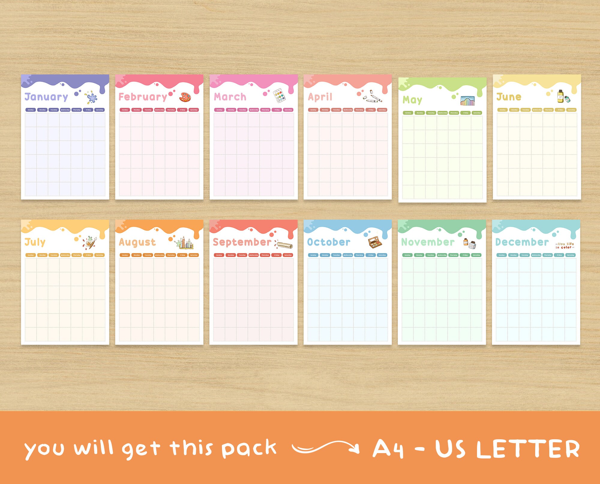 Printable Calendar for Kids - Perpetual Calendar - Homeschool Preschool ...