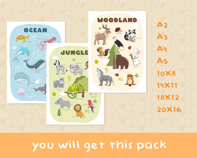 3 Educational Animals Posters - Educational Printable Classroom Decor ...