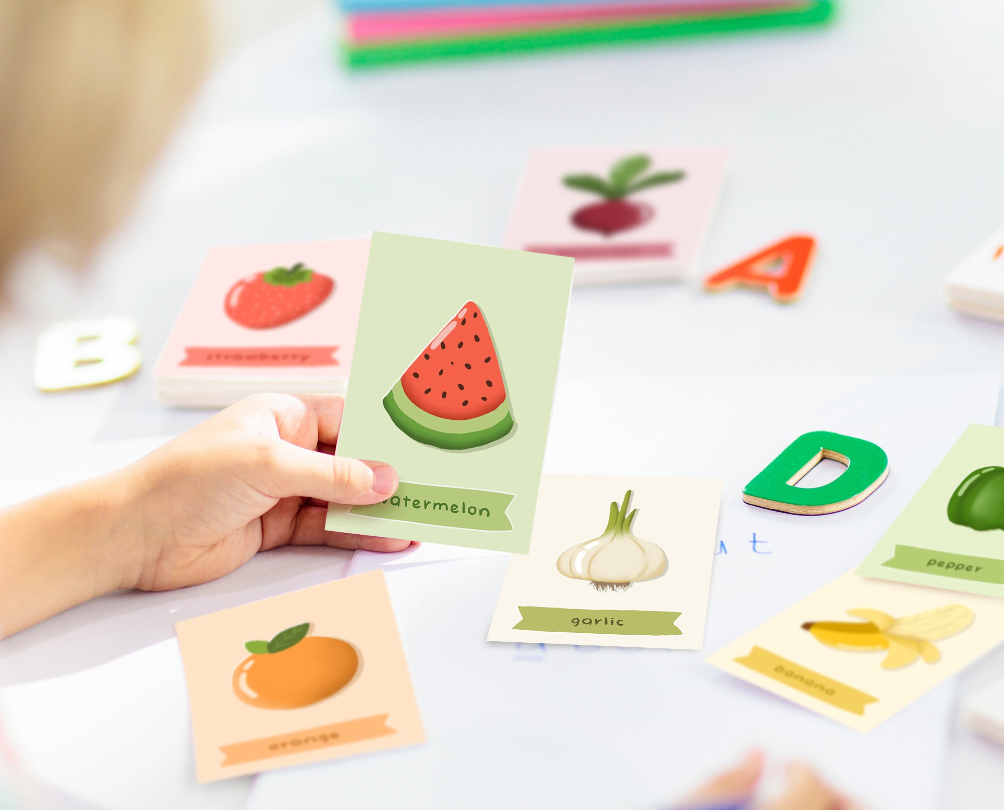 Fruits and Vegetables Flash Cards - Learning Flash Cards - Montessori ...