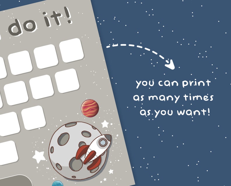 Reward Chart - Space Themed Kids Behavior Tracker - Chore Chart ...
