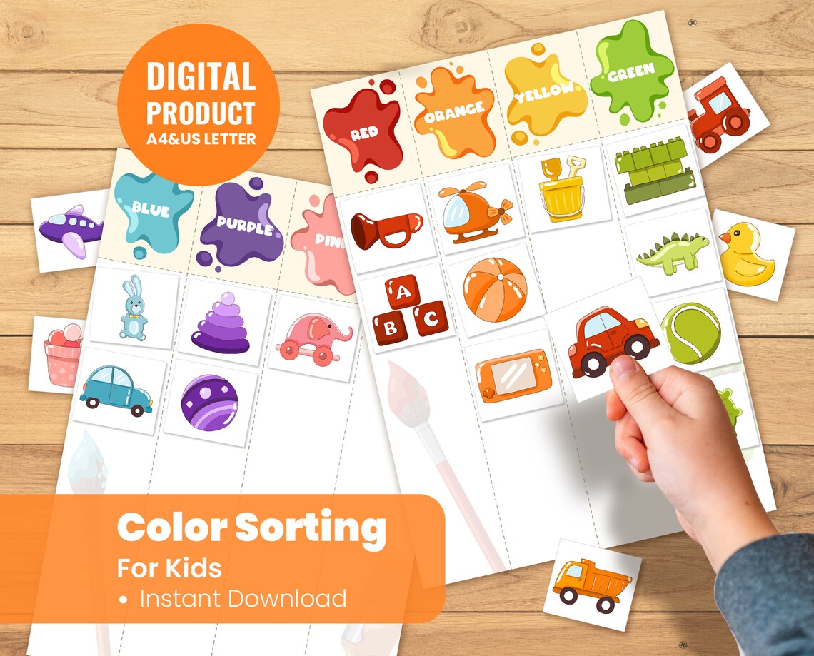 Color Sorting Activities Color Matching Games - Toddler Busy Book ...