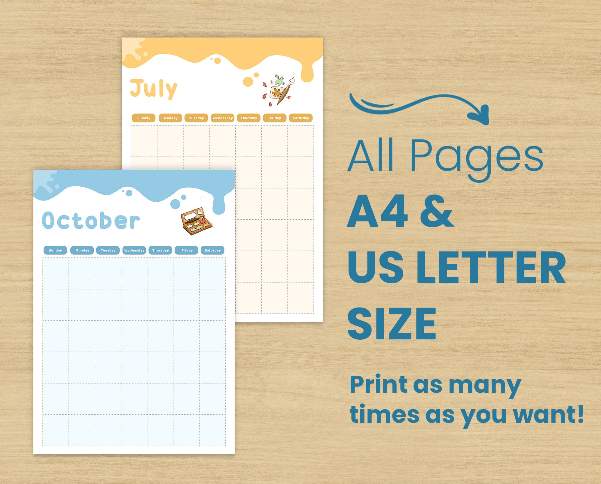 Printable Calendar for Kids - Perpetual Calendar - Homeschool Preschool ...