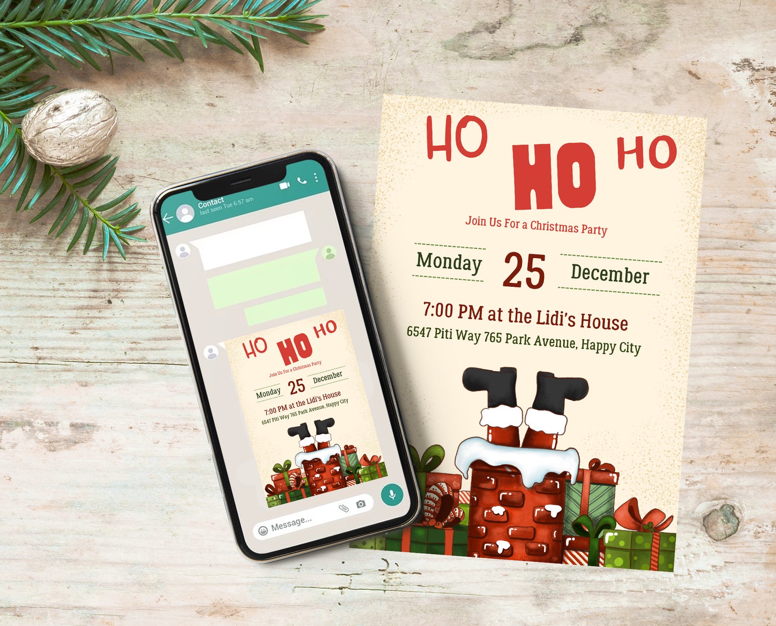 Digital Download Christmas Party Invitation Template, Editable & Printable Party Invitation ...