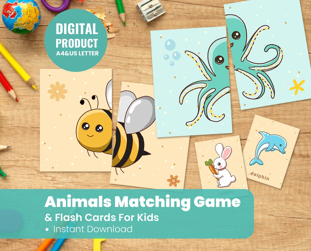 Animals Matching Game - Animals Game - Montessori Materials - Farm ...