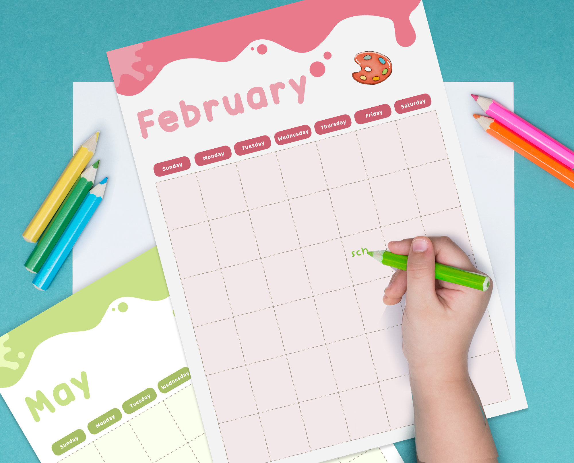 Printable Calendar for Kids Perpetual Calendar Homeschool Preschool ...