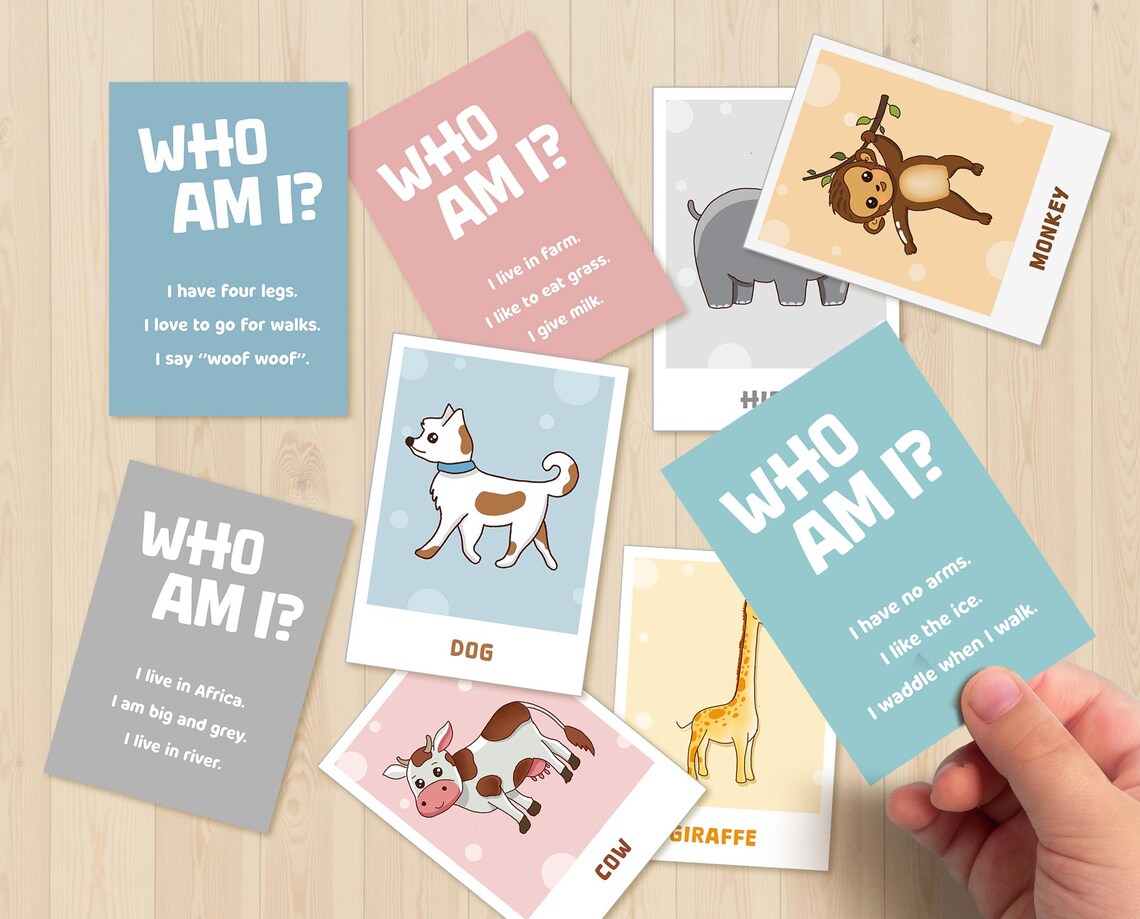 Printable Who Am I Animals Pretend Play Game - Preschool Kids Activity ...