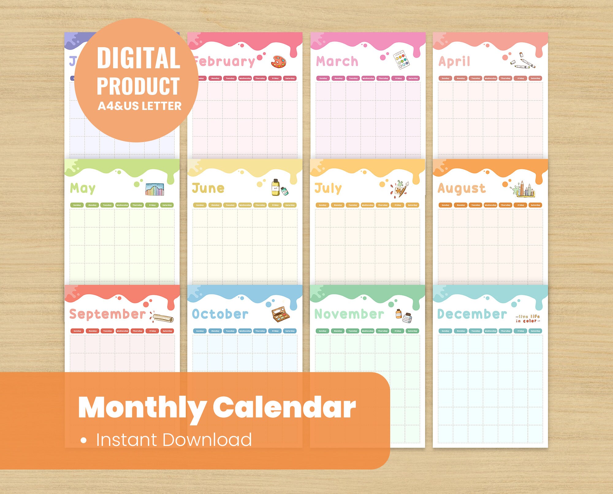 Printable Calendar for Kids Perpetual Calendar Homeschool Preschool ...